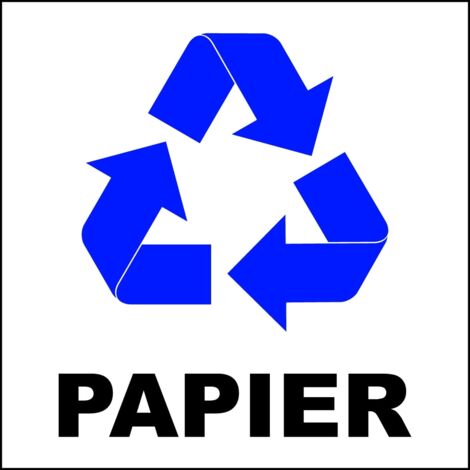 Autocollant panier panneau tri des déchets PAPIER 25X25