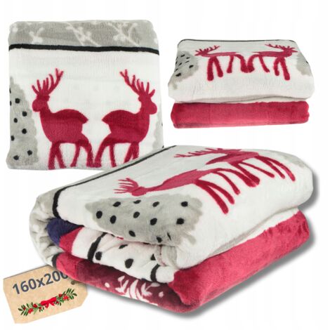 COUVERTURE de Noël 160 cm x 200 cm chaude et douce pour Noël COUVRE-LIT