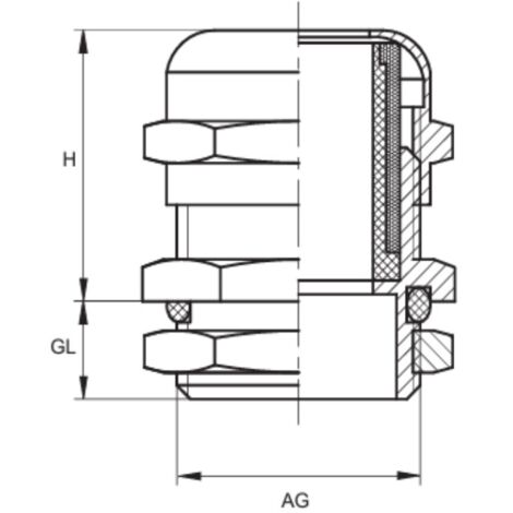 Presse-étoupe en laiton métallique avec filetage PG MPG-7