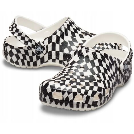 Sabot CROCS CLASSIC WARPED CHECKER ENFANT 210990 J24EU 3334 BLANC NOIR