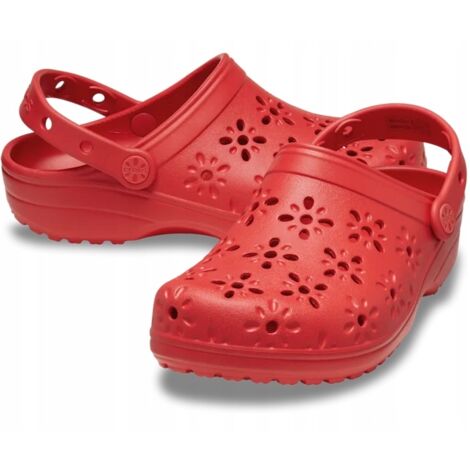 SABOTS CROCS CLASSIC À FLEURS DÉCOUPÉES 210927 M5 I EU 3738 I W7 ROUGE ...
