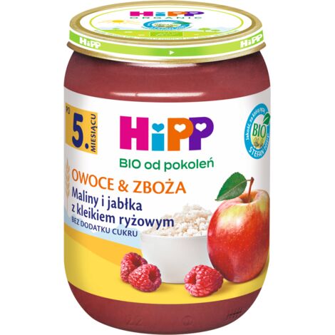 Riz bio HIPP aux framboises et aux pommes en pot (5 mois et plus)