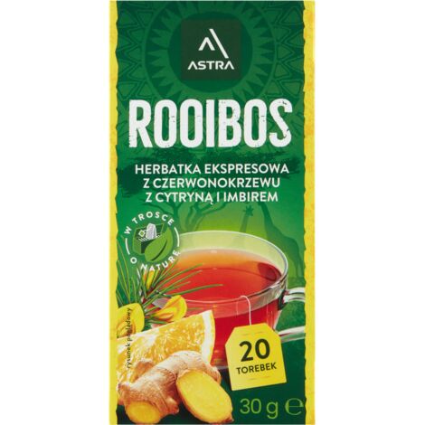 Thé Rooibos instantané Astra au citron et au gingembre 30 g (20 x 1,5 g)