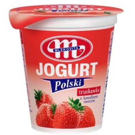 Yaourt polonais à la fraise Mlekovita 150 g - crémeux, avec des ...