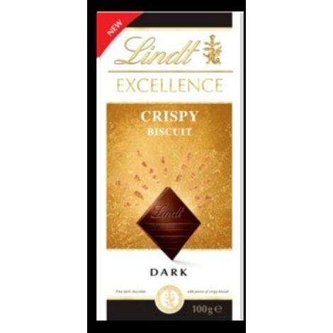 Lindt EXCELLENCE Biscuit Croustillant Chocolat 100g - Noir avec Cookies