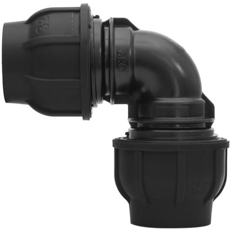 Coude de serrage PP 90 degrés 50x50 PN16, pour tubes PE, noir