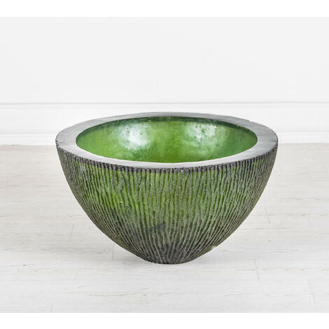 Vaso in resina di colore verde, dimensioni 80x80x45h cm