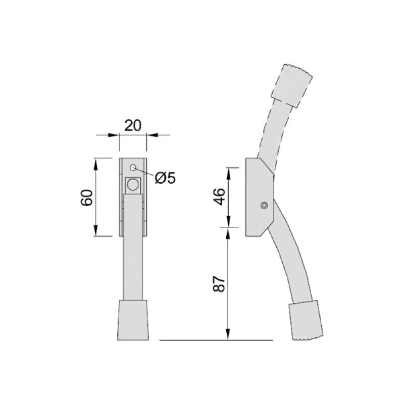 Arrêt de porte KWS type 1076 argent - KWS