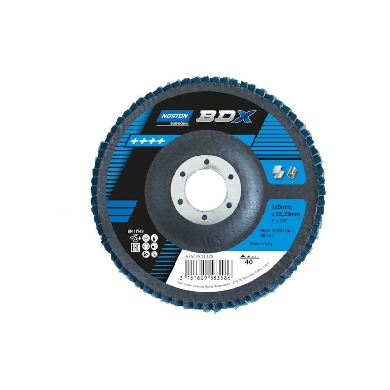 Disque à lamelles BDX - Ø 125 mm - Grain 40 - NORTON