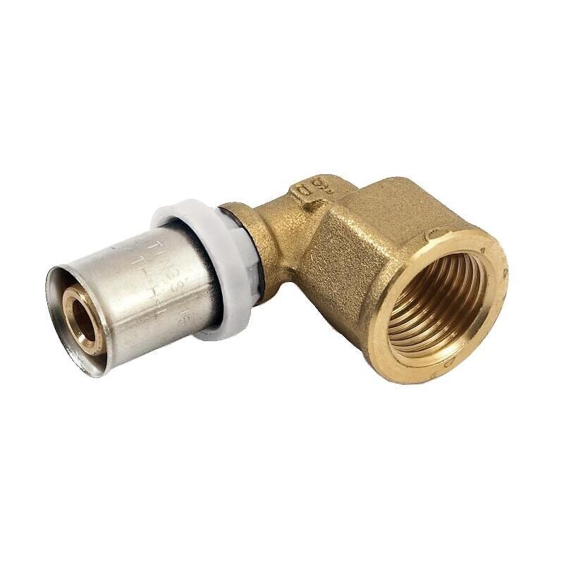 Coude 90° à sertir pour tube multicouche Acopex Alu diamètre nominal 20 avec sortie femelle 1/2 ...
