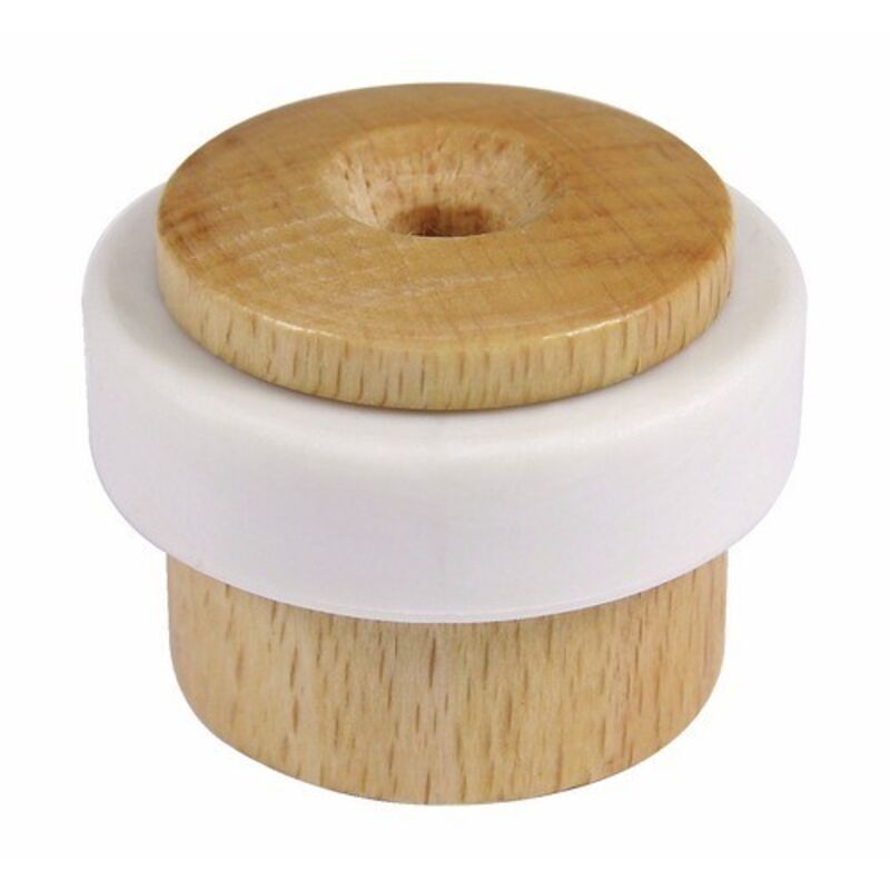 Butoir de sol parquet hêtre clair verni Ø 35 x H 27 mm bague blanche ...