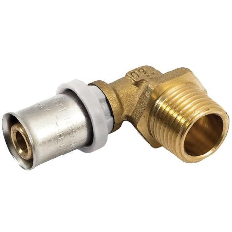 Coude 90° à sertir pour tube multicouche Acopex Alu diamètre nominal 26 avec sortie mâle 3/4 ...