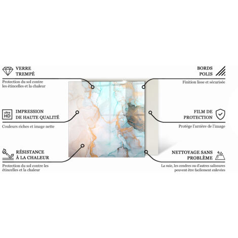 Plaque décorative de sol avec impression sous cheminée protection et ...