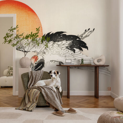 Papier peint autocollant lavable fresque murale grue 250x104 cm ...