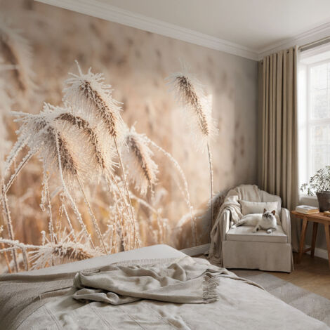 Papier peint intissé pour salon design nordique paysage montagnard ...