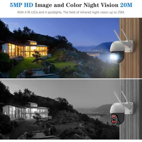Ctronics Lot de 2 Caméra Surveillance 5MP WiFi Extérieure 2,4Ghz/5Ghz ...