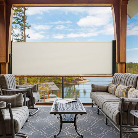 Beige 300x140CM Retractable Side Awning Garden Privacy Screen Windbreak ...