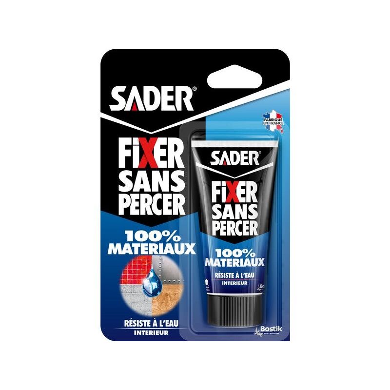 Colle Mastic Fixer Sans Percer 100% Matériaux Sader, 55Ml