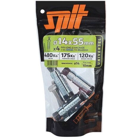 Lot De 4 Goujons Et Vis Inox Spit, Diam.14 X L.55 Mm