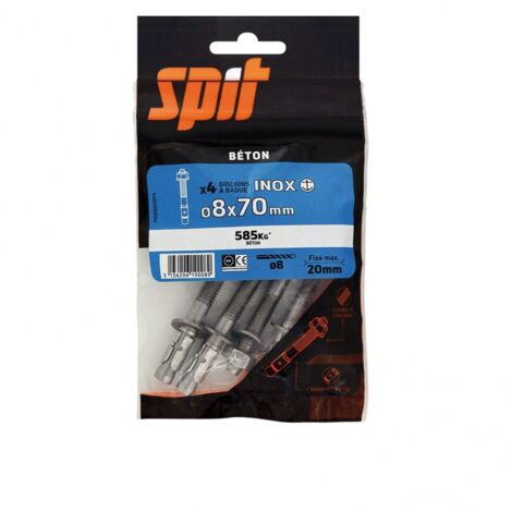 4 goujons à bague inox SPIT, Diam.8 x L.70 mm