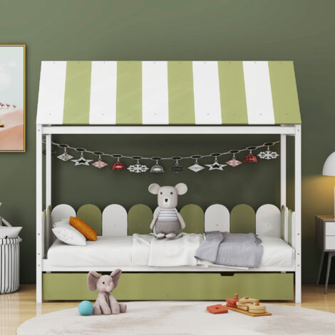 Lit enfant 90x190cm avec lit gigogne, lit cabane pour garçons et filles ...