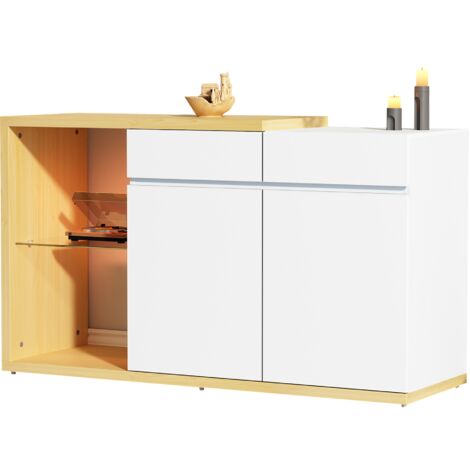 Buffet LED largeur 120 cm, buffet multifonctionnel, commode 2 portes, 2 ...