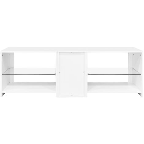 Support TV brillant et moderne, 140 x 35 x 46 cm, avec éclairage LED et ...