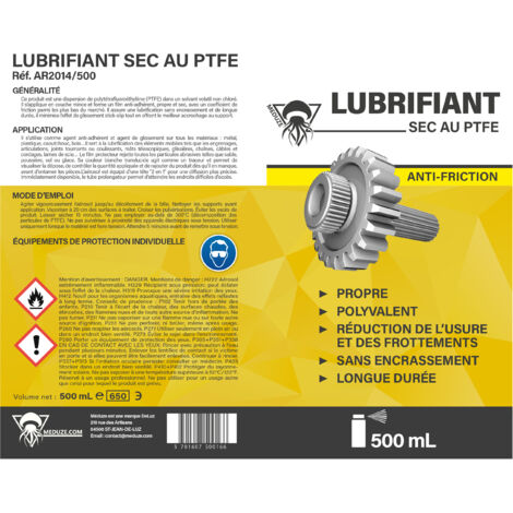 Méduze - 3 lubrifiants PTFE en aérosol 500mL - Propre et sec - Anti ...