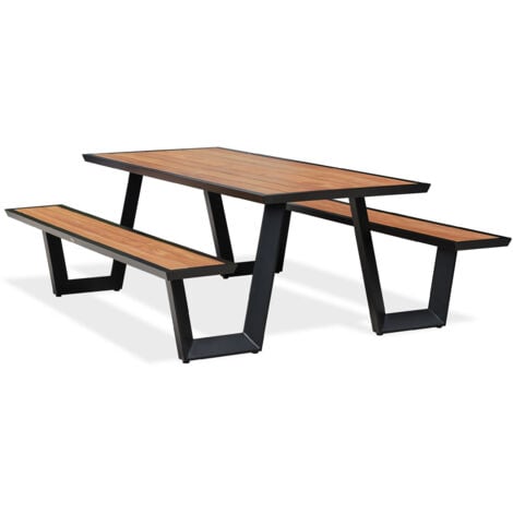 TORONTO - Tisch mit Bí¤nken auses Aluminium und Teakholz - DCB GARDEN