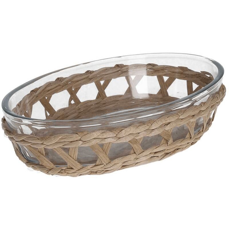 Plat à Four Net Ovale 21x14 cm en Verre Transparent