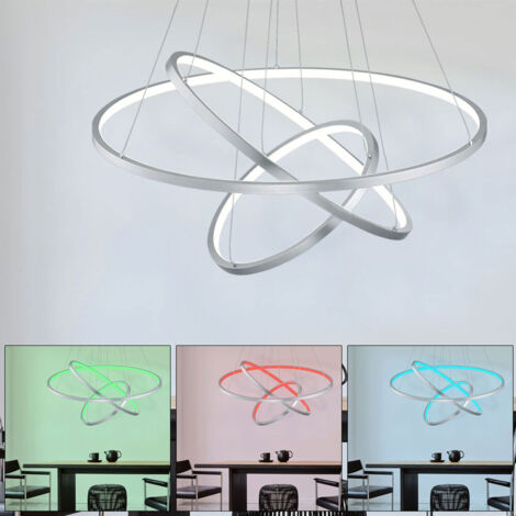 Suspension Anneaux Led 80w RVB Dimmable Aaron Nickel Trio Lighting