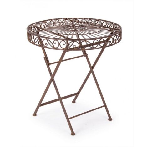 Table rustique Melanie marron en métal - 70x75 cm