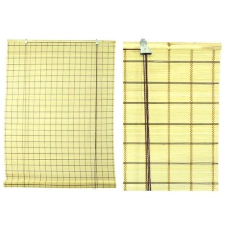 Volet roulant en rotin beige avec bande noyer 200x300 cm
