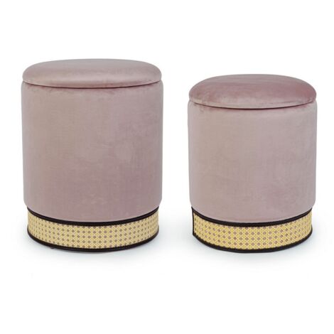 Set aus 2 Poufs mit Behälter Milena altrosa Samt