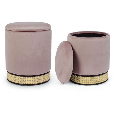 Set aus 2 Poufs mit Behälter Milena altrosa Samt