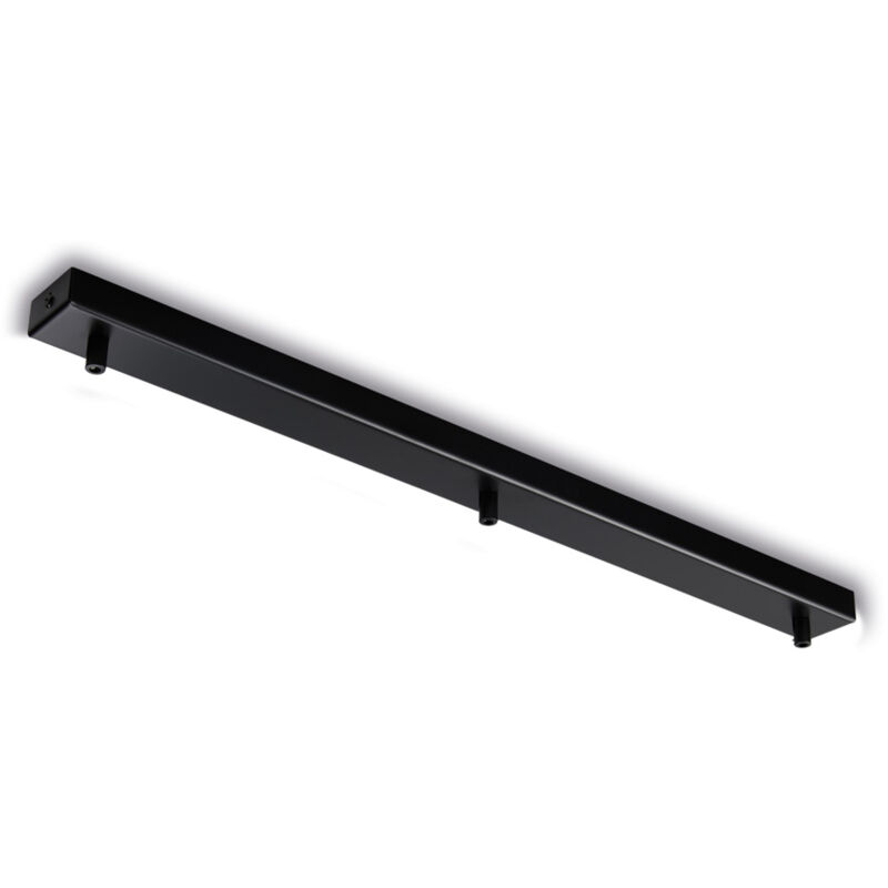 Rosone rettangolare multicavo in ferro nero con 3 fori H.3 - L.70 x 5