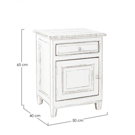 Comodino rústico 50x40x65 cm con 1 puerta y 1 cajón izquierdo