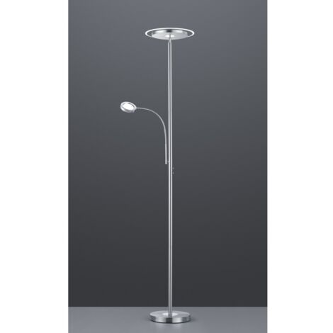 Lámpara de pie LED con foco de lectura regulable Ackbar Nickel Trio ...