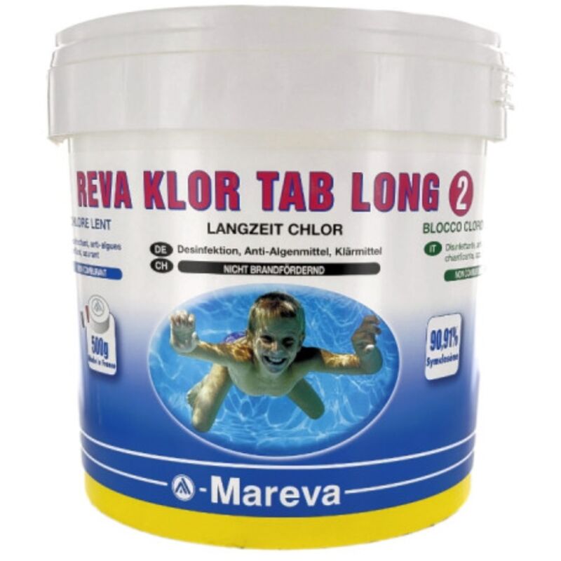 Désinfectant longue durée REVA-KLOR TAB LONG galets 500g seau de 5kg