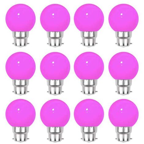 Lot de 12 ampoules roses B22 Incassables avec culot en fer
