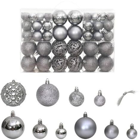 Furniture Limited - Boules de Noël 100 pcs gris 3 / 4 / 6 cm