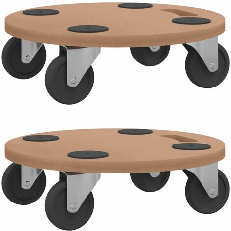 Furniture Limited - Chariots sur roulettes 2 pcs rond bois
