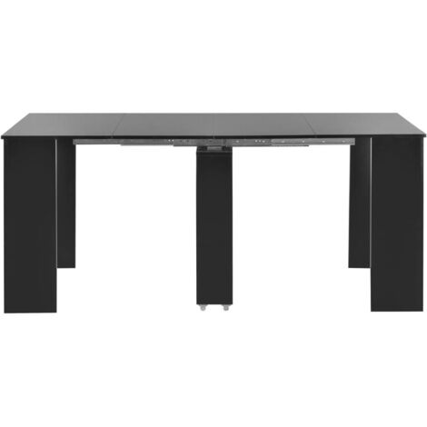 Furniture Limited - Table à manger extensible Noir brillant