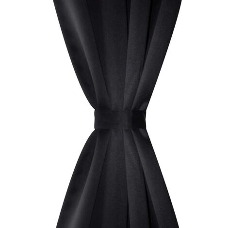 Rideau occultant thermique noir oeillets metal pour grand vitrage ...