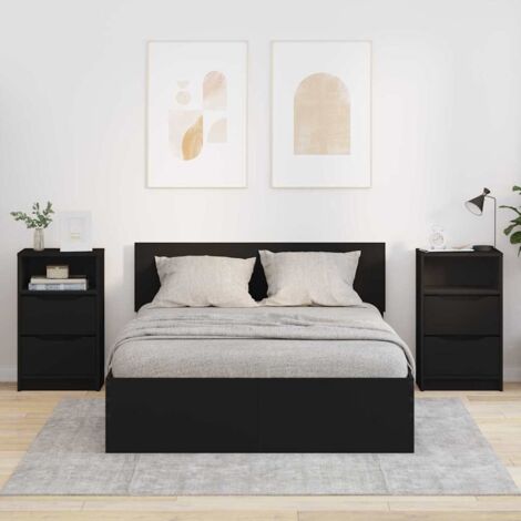 Table de chevet noire lot de 2 meubles de chambre design scandinave ...