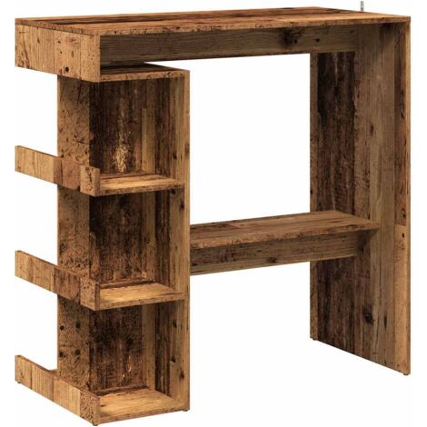 Table haute cuisine avec rangement vieux bois pour studio et salon ...