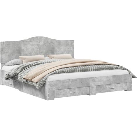 Lit double 180x200 cm Gris béton structure de lit moderne de style loft ...