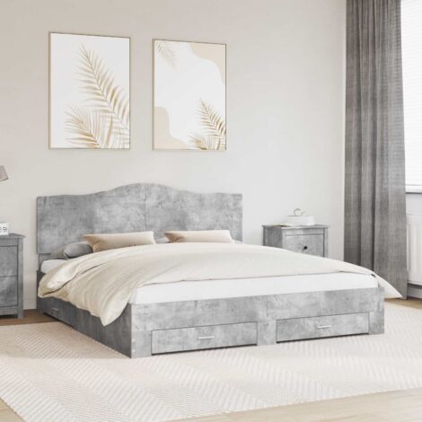 Lit double 180x200 cm Gris béton structure de lit moderne de style loft ...