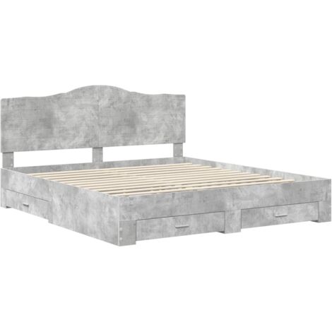 Lit double 180x200 cm Gris béton structure de lit moderne de style loft ...