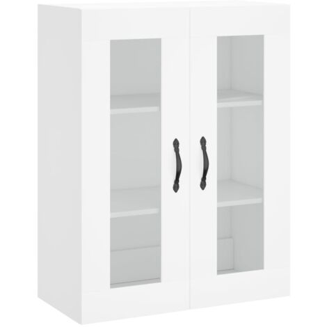 Meuble de rangement mural lot de 2 placards suspendus blancs bois ...